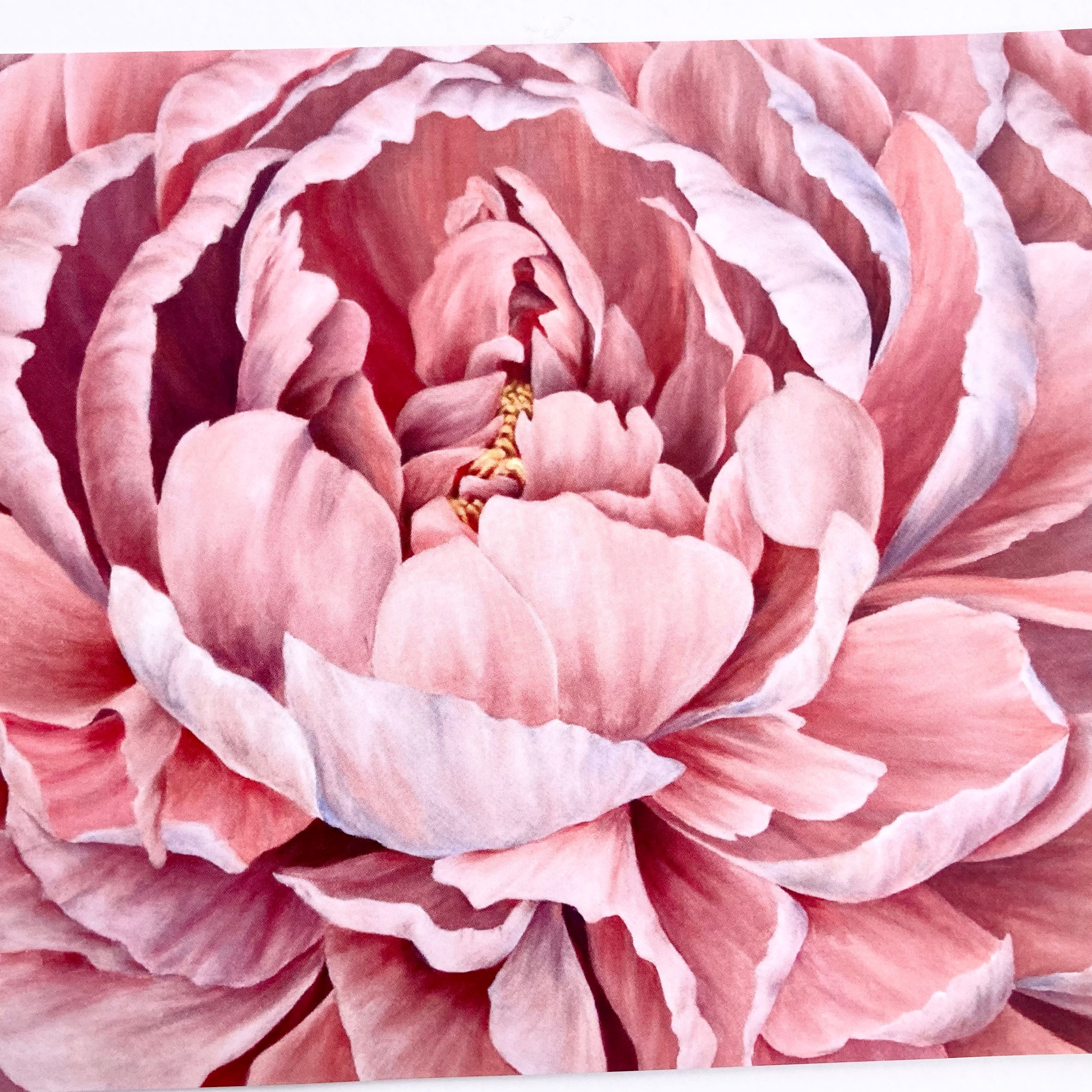 A5 Peony Flower Print Floral Acrylic Painting Pink Peony Artwork Art ...