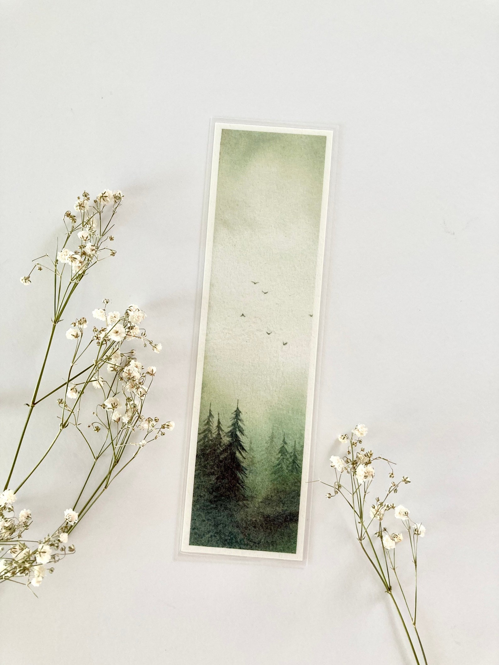 Forest Bookmark Watercolour Pine Forest Bookmark Watercolour Art ...