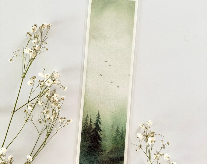 Forest Bookmark - Watercolour Pine Forest Bookmark - Watercolour Art ...