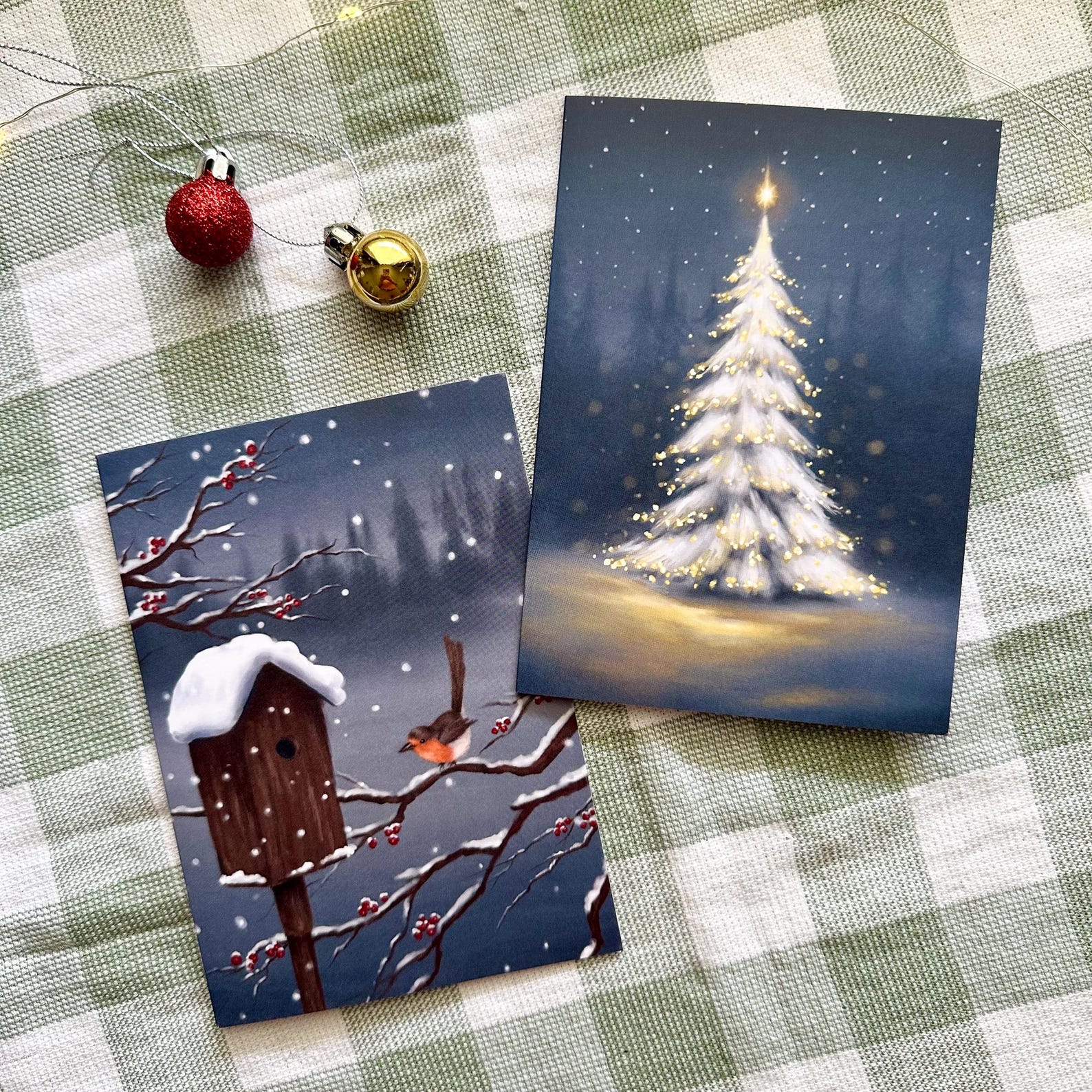 Festive Christmas Cards Original Painted Winter Greeting Cards Blank ...