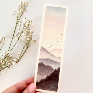 Mountain Bookmark Watercolour Sunset Mountains Bookmark Watercolour Art ...