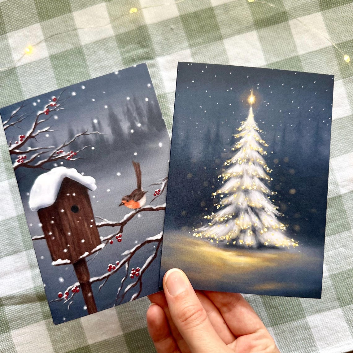 Festive Christmas Cards Original Painted Winter Greeting Cards Blank ...