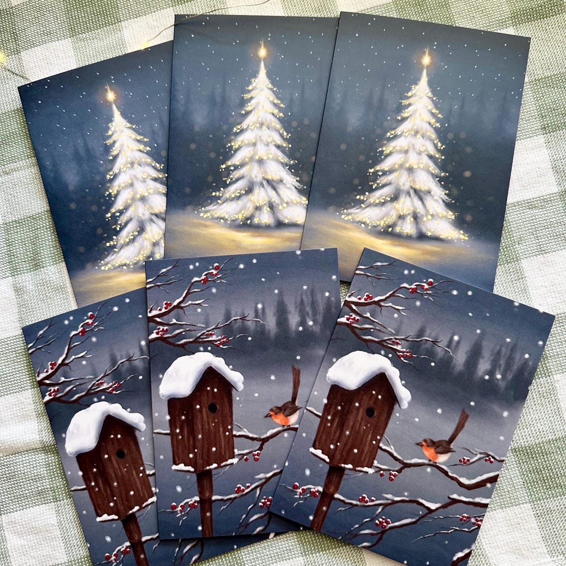 Festive Christmas Cards Original Painted Winter Greeting Cards Blank ...
