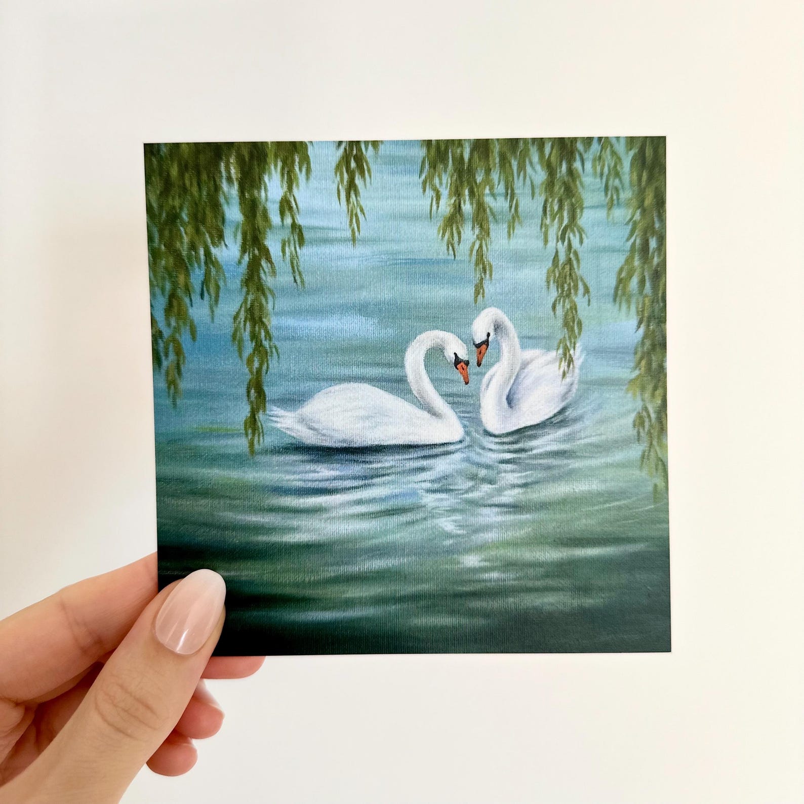 Mini Swan Art Print Swan Lake Art Print Swans in Love Acrylic Painting ...