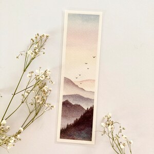 Mountain Bookmark Watercolour Sunset Mountains Bookmark Watercolour Art ...