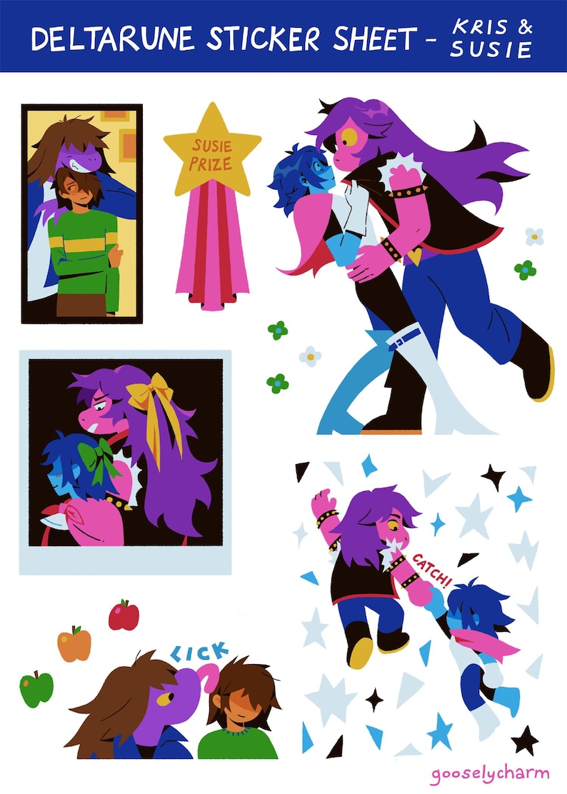 Deltarune Sticker Sheet - Kris & Susie - Etsy