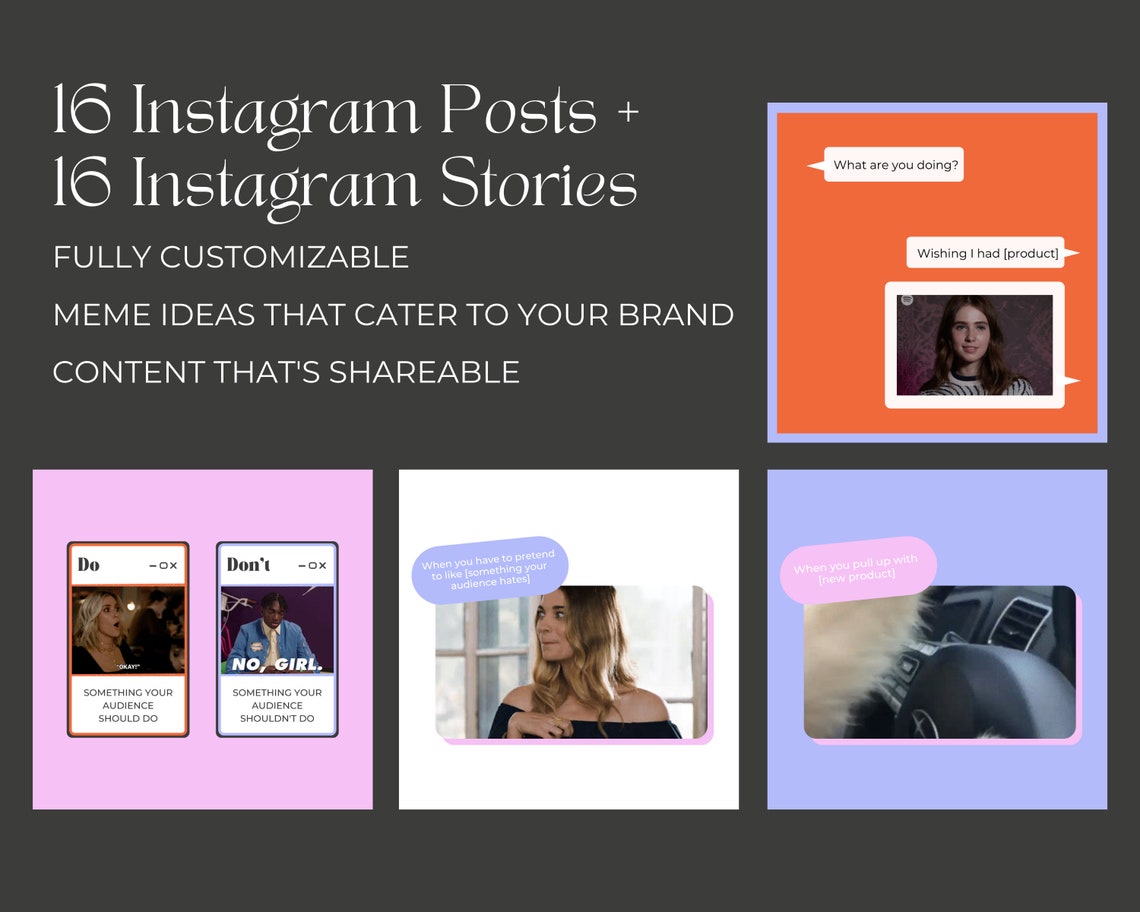 Meme Instagram Post Templates 16 Customizable Meme Posts and Stories - Etsy