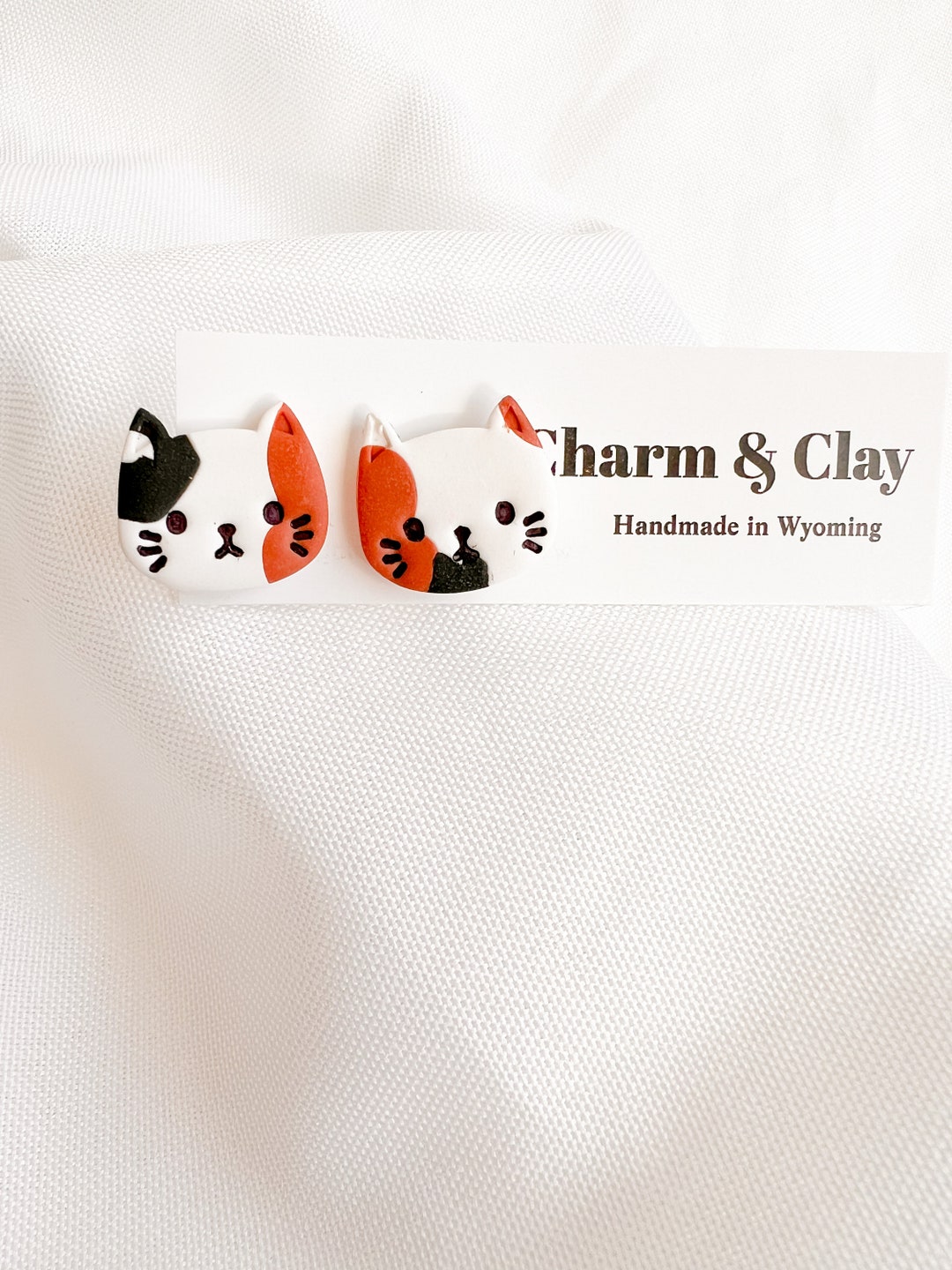 Calico Cat Studs Cat Earrings Calico Earrings Cat Jewelry Cat - Etsy