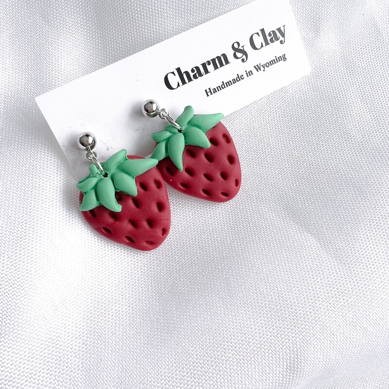 Strawberry Earrings - Etsy