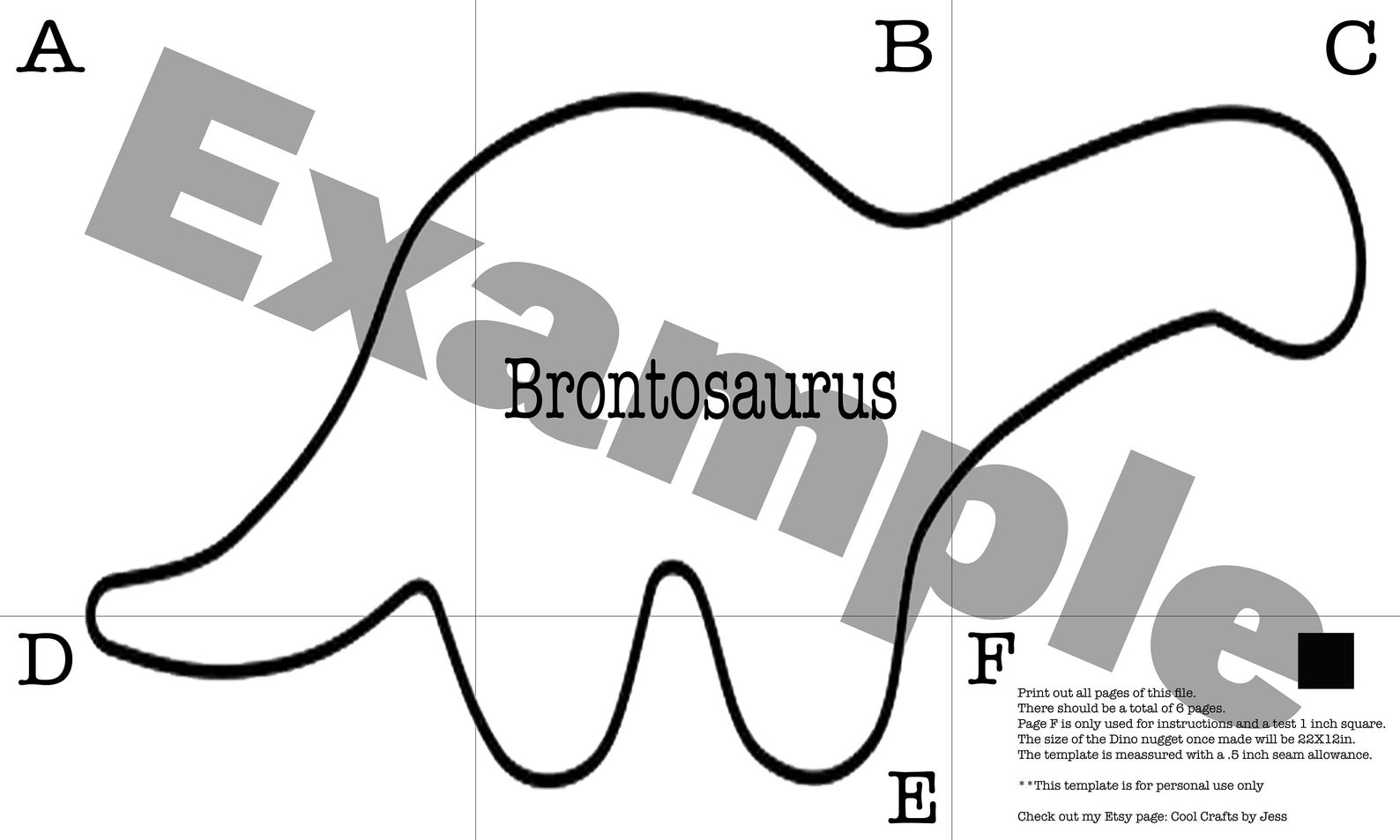 Dino Nugget Sewing Template - Etsy