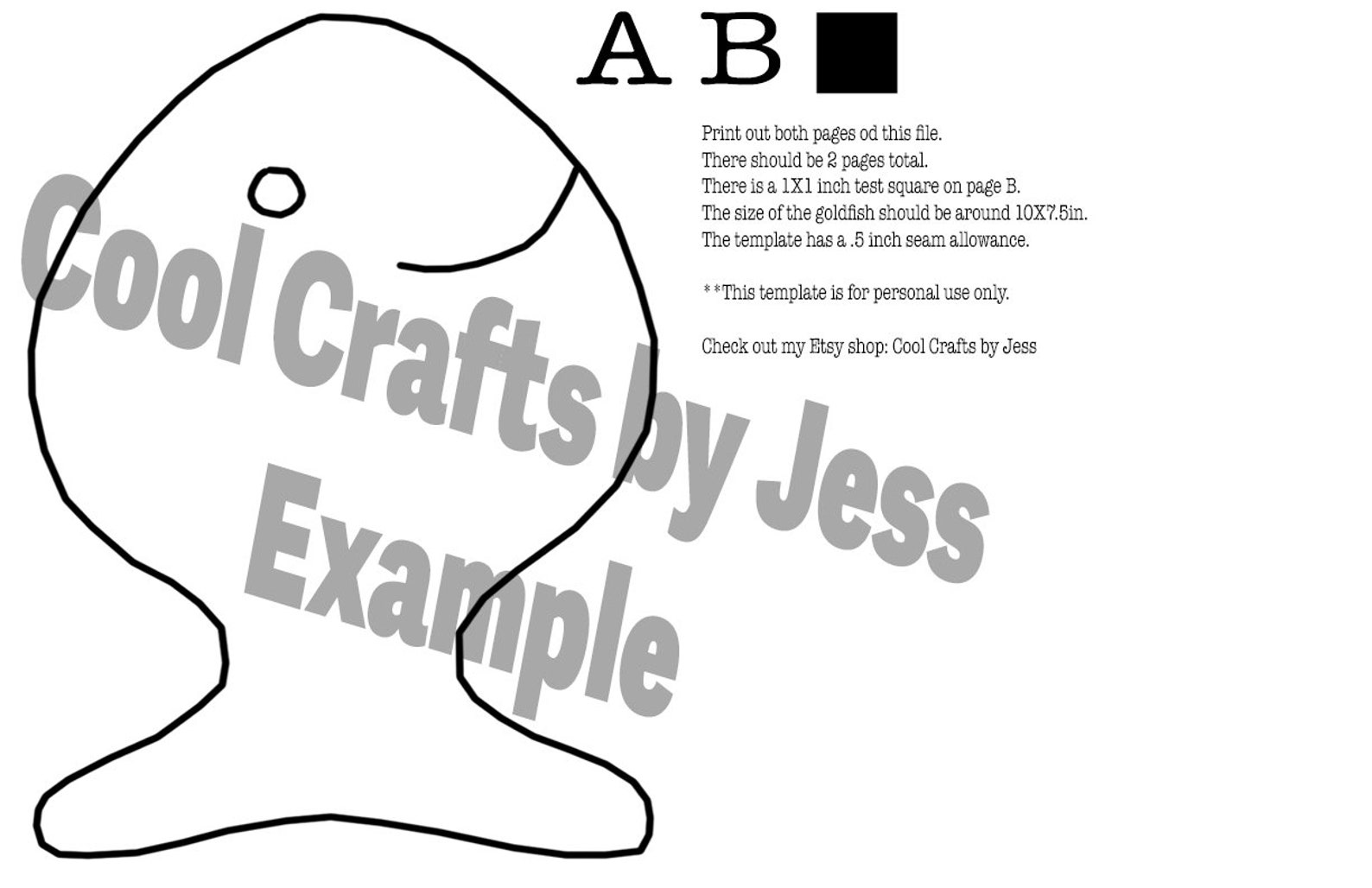 Goldfish Cracker Sewing Template - Etsy