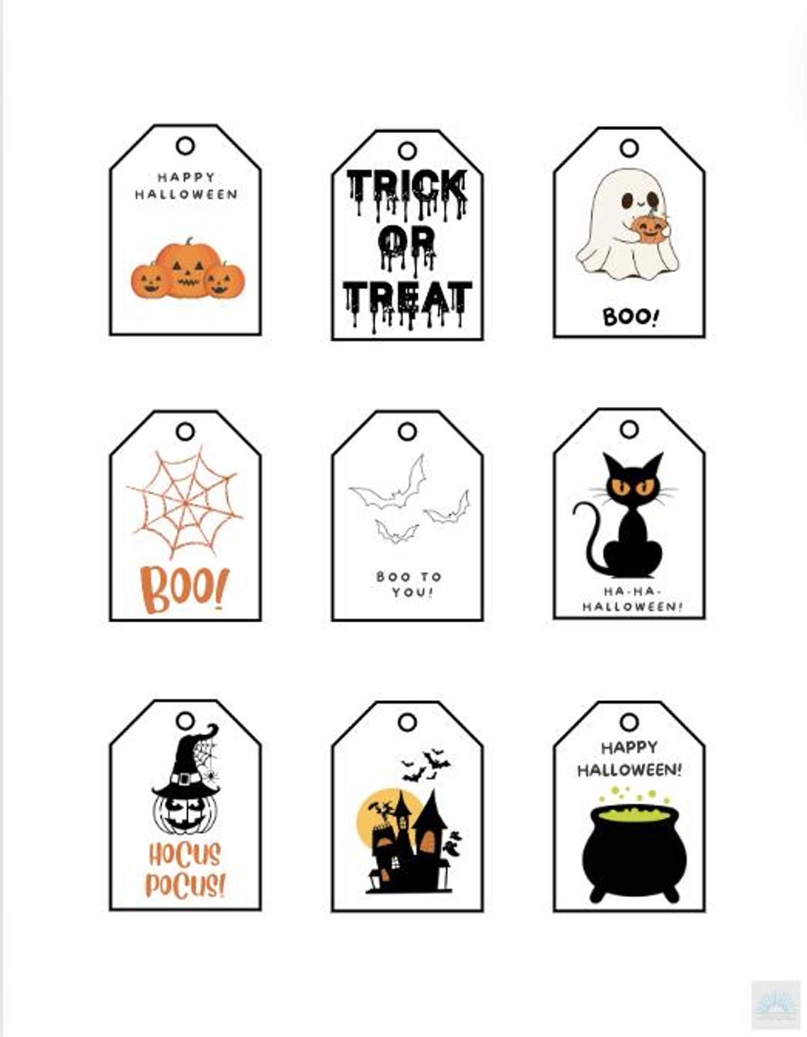 HALLOWEEN Tags Printable/ Trick or Treat Tags / Halloween Favor Tags ...