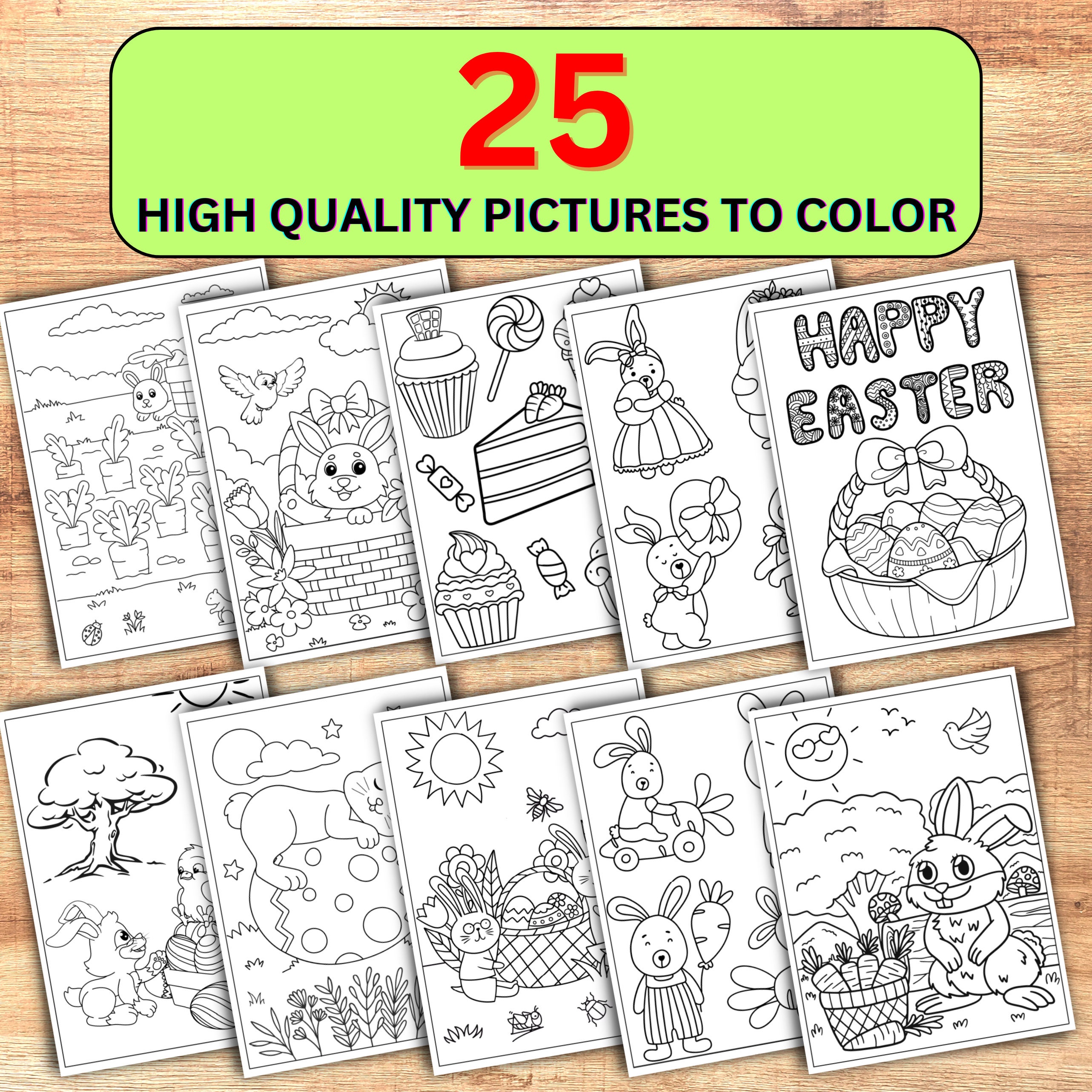 25 Easter Coloring Pages. Printable Coloring Book for Kids & Adults ...