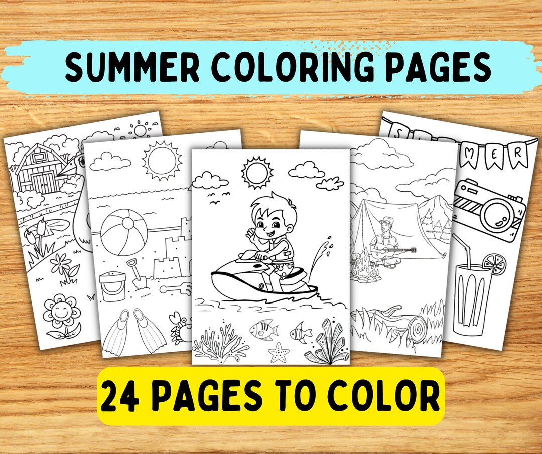 Summer Coloring Pages Printable Coloring Book for Kids & Adults Instant ...