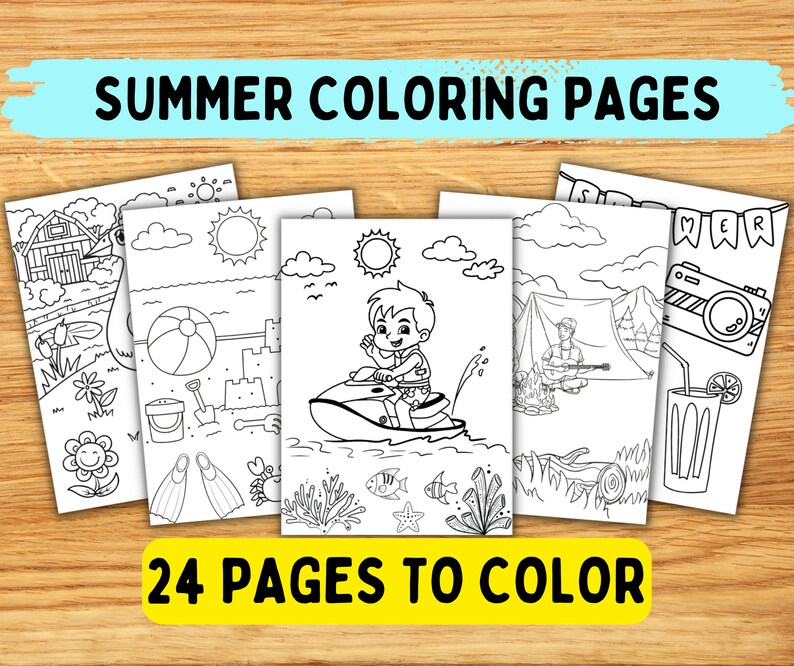 Summer Coloring Pages Printable Coloring Book for Kids & - Etsy