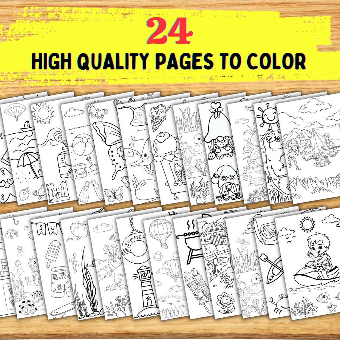 Summer Coloring Pages Printable Coloring Book for Kids & Adults Instant ...