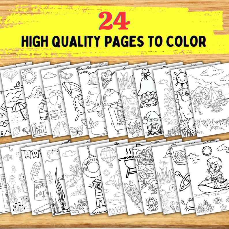 Summer Coloring Pages Printable Coloring Book for Kids & Adults Instant ...
