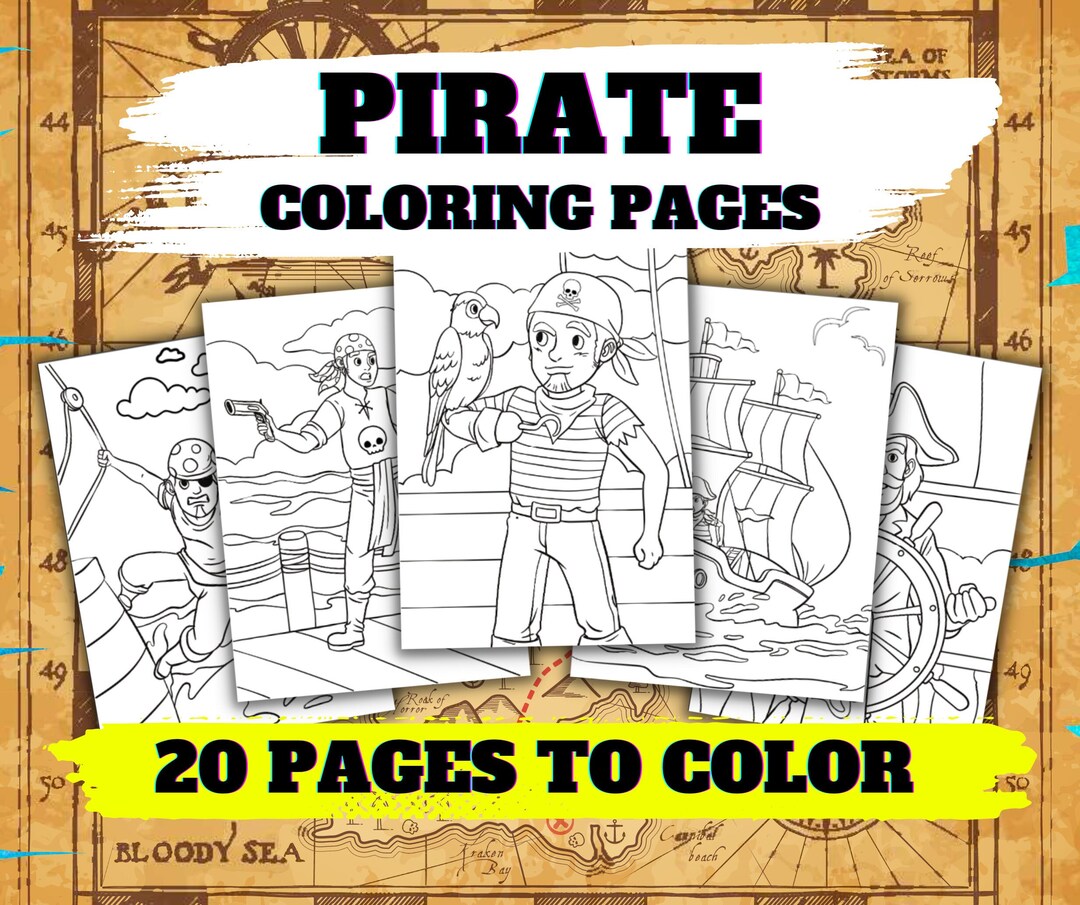Pirate Coloring Pages for Kids & Adults 20 Pirate-themed Designs to ...