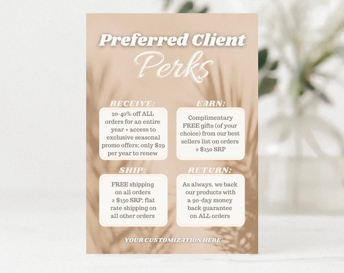 Arbonne Preferred Client Perks Sample Cards 5'' - Etsy