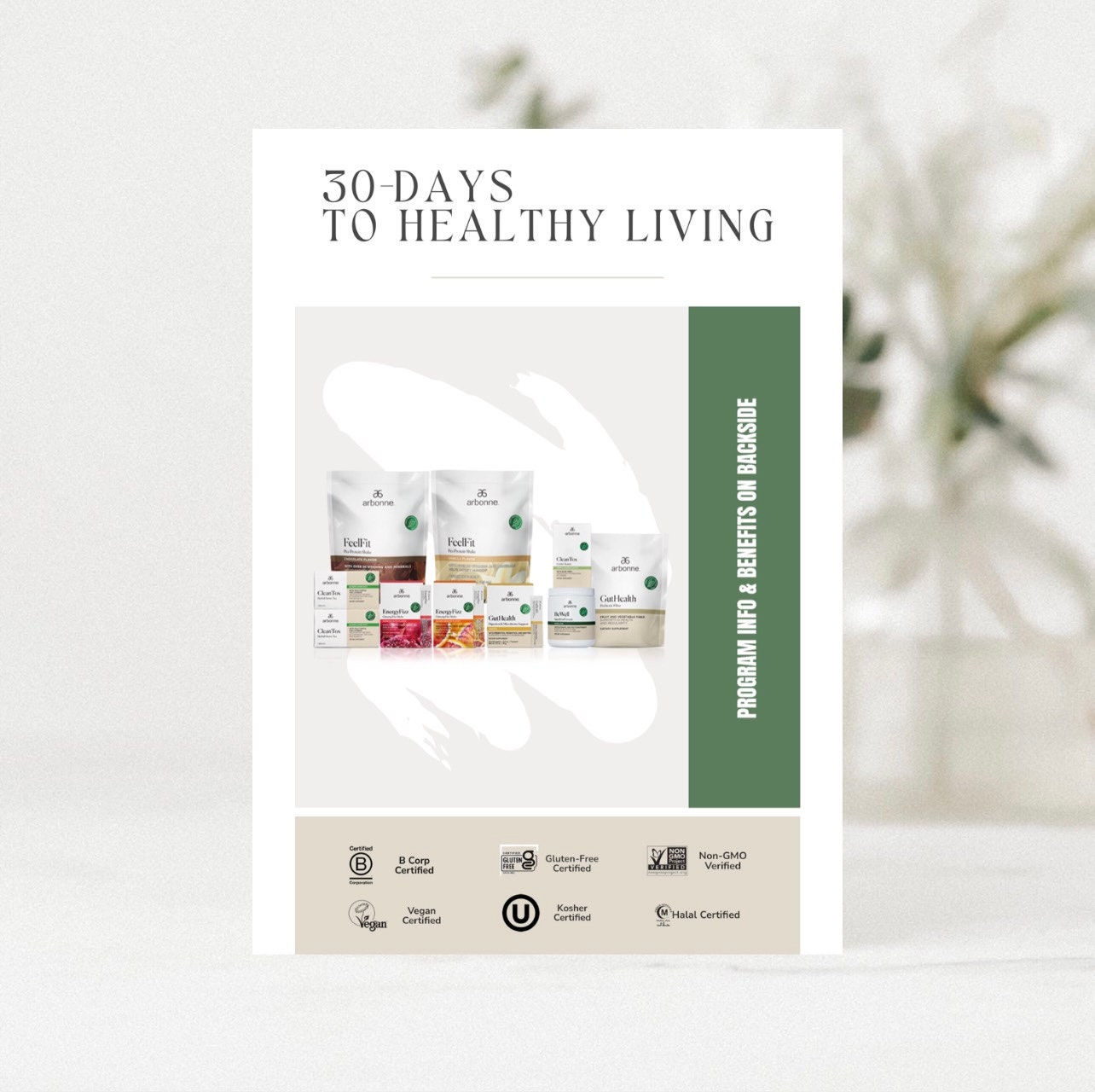 Arbonne | NEW 30-day Program Sample Card | 5'' X 7'' Digital Download ...