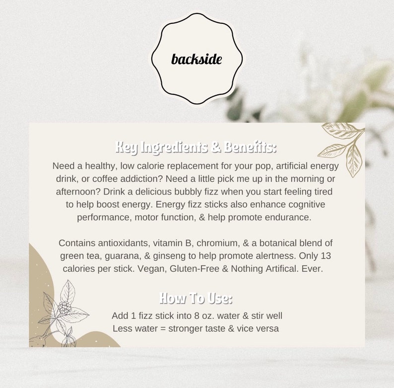 Arbonne | Fizz Stick Sample Card | Customizable | 30-day | 6'' X 4 ...