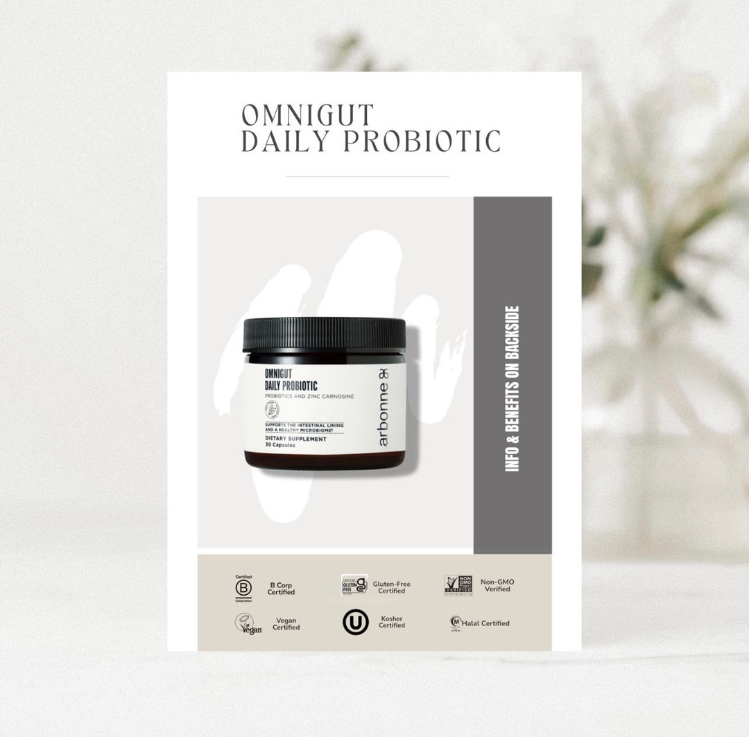 Arbonne | Omnigut Daily Probiotic Card | 5'' X 7'' Digital Download ...