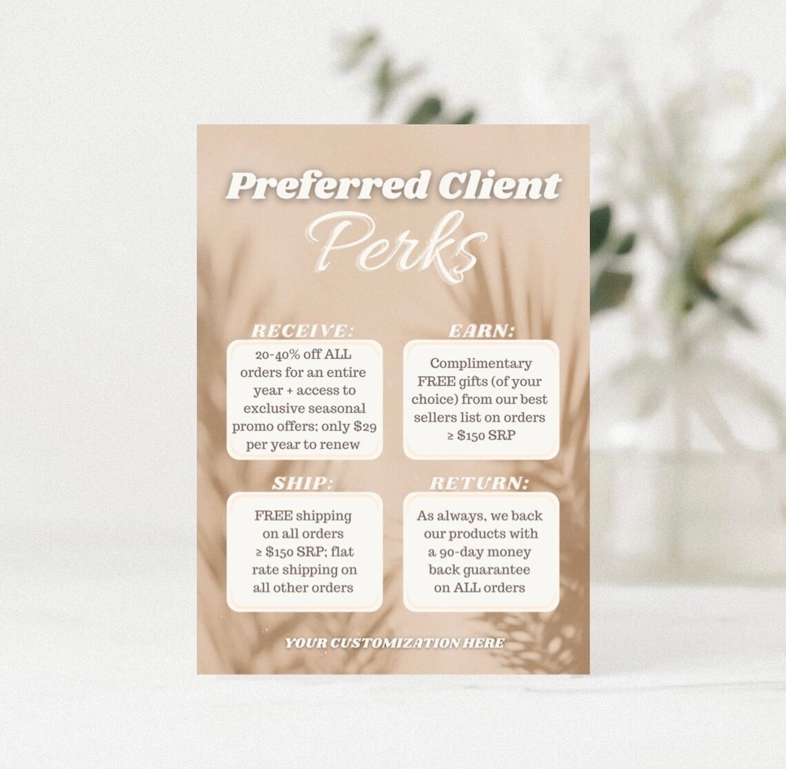 Arbonne Preferred Client Perks Sample Cards 5'' X 7'' Digital Download ...