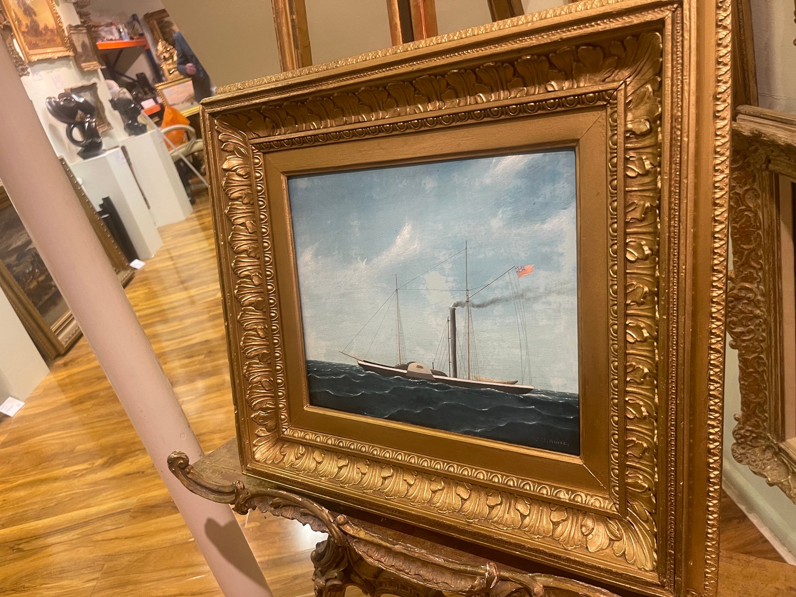 Original Oil Painting Ship at Sea Chris J Guise 19th Century in ...