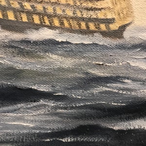 Original Oil Painting Battle Ship Bill Cheeseman in a Beautiful Gold ...