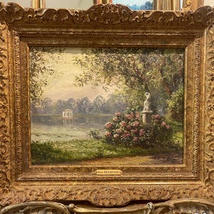 Antique Beautiful Oil Painting Geo Duchesne in Original Gold Gilt Frame ...