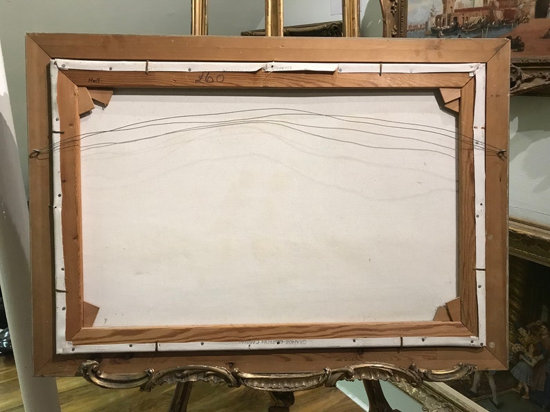 Original Oil Painting Battle Ship Bill Cheeseman in a Beautiful Gold ...