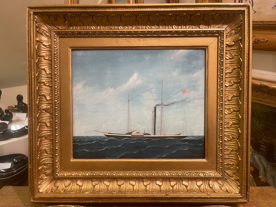 Original Oil Painting Ship at Sea Chris J Guise 19th Century in ...