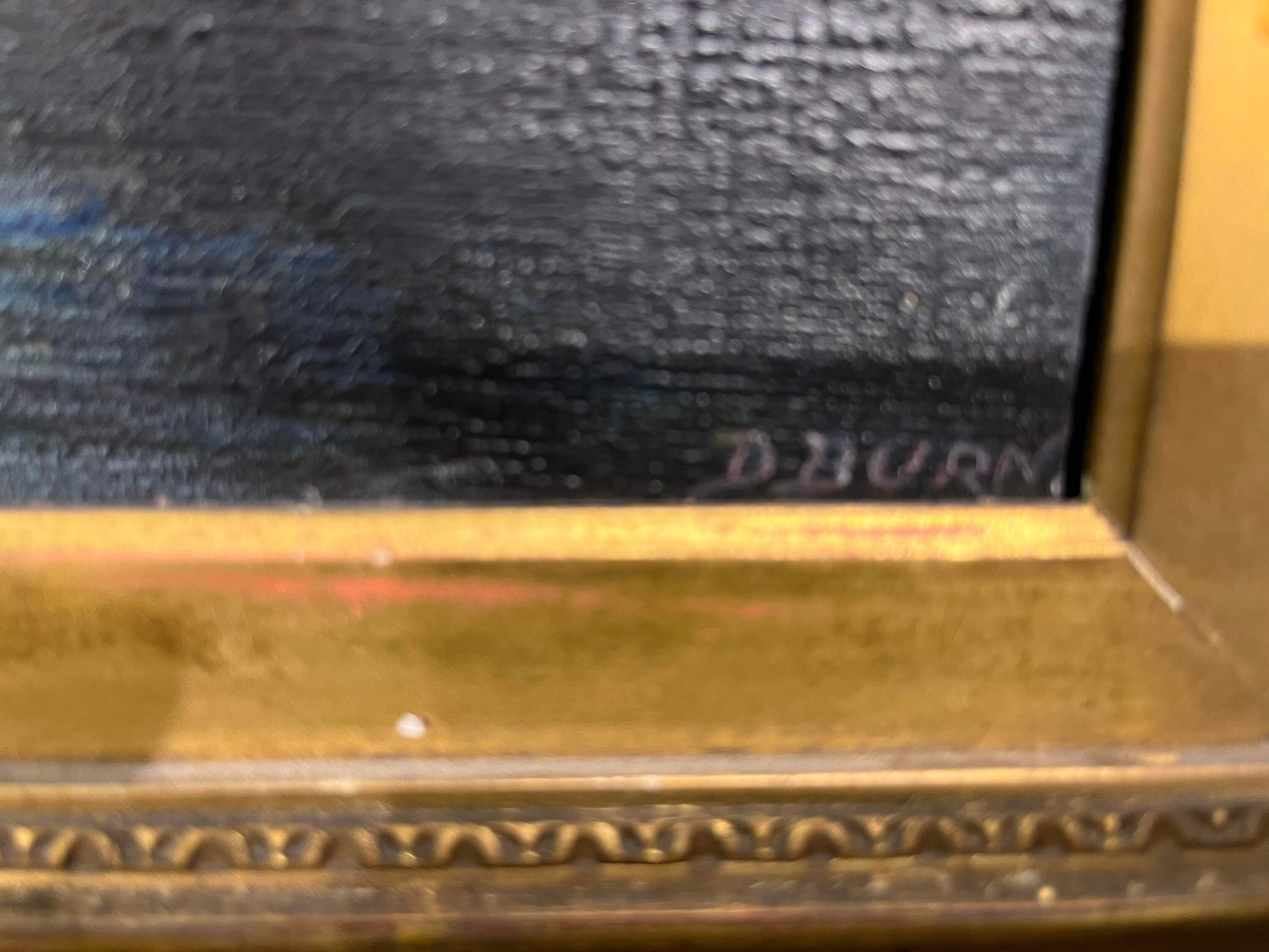 Old Master Style 19th Century Oil Painting in Gold Gilt Frame Moon ...