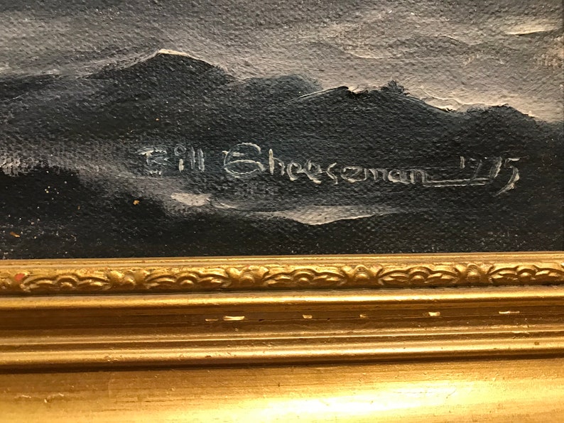 Original Oil Painting Battle Ship Bill Cheeseman in a Beautiful Gold ...