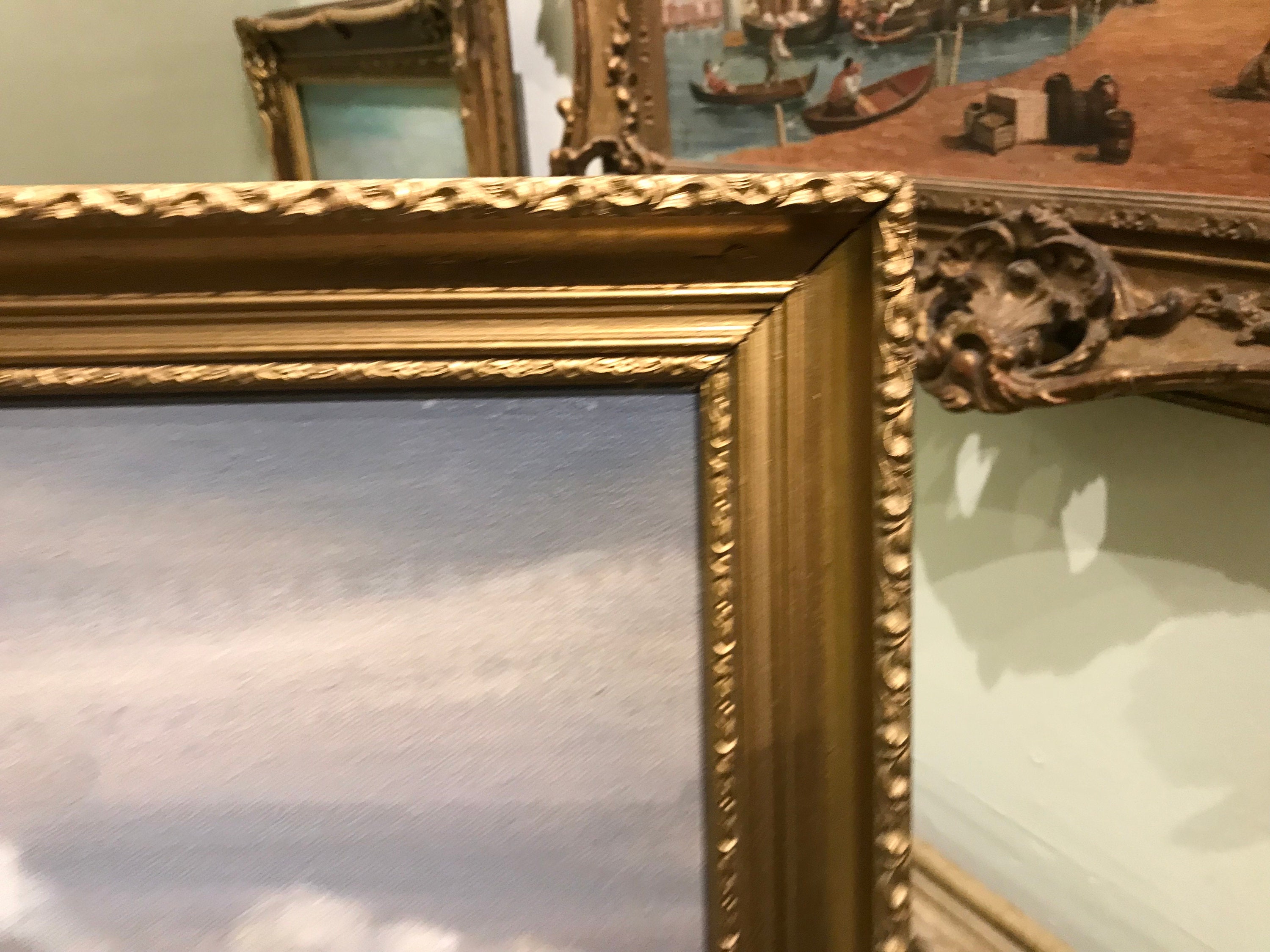 Original Oil Painting Battle Ship Bill Cheeseman in a Beautiful Gold ...