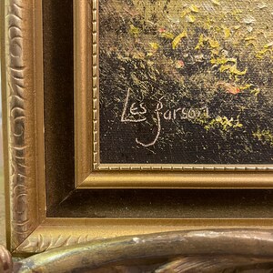 Original Oil Painting Signed LES PARSONS Country Cottage in Gold FRAME ...