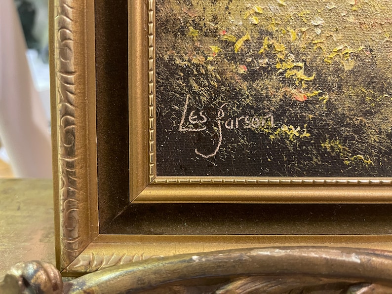 Original Oil Painting Signed LES PARSONS Country Cottage in Gold FRAME ...