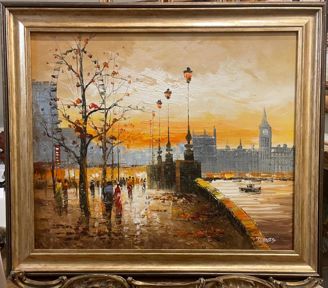 Stunning Original OIL PAINTING London Big Ben Scene Signed 20th Century ...