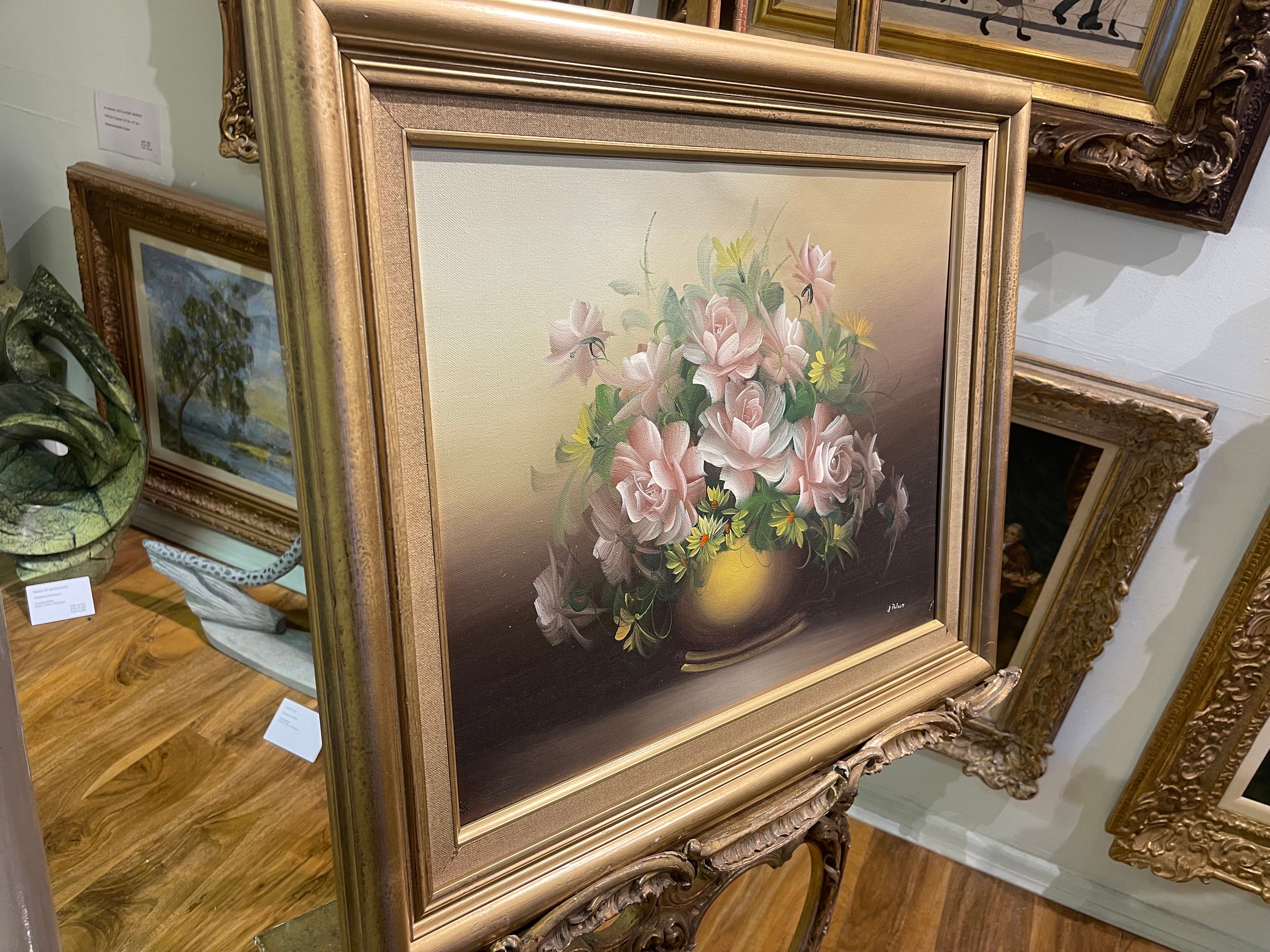 Beautiful Flowers Old Master Style OIL Painting in Original Gold Gilt ...