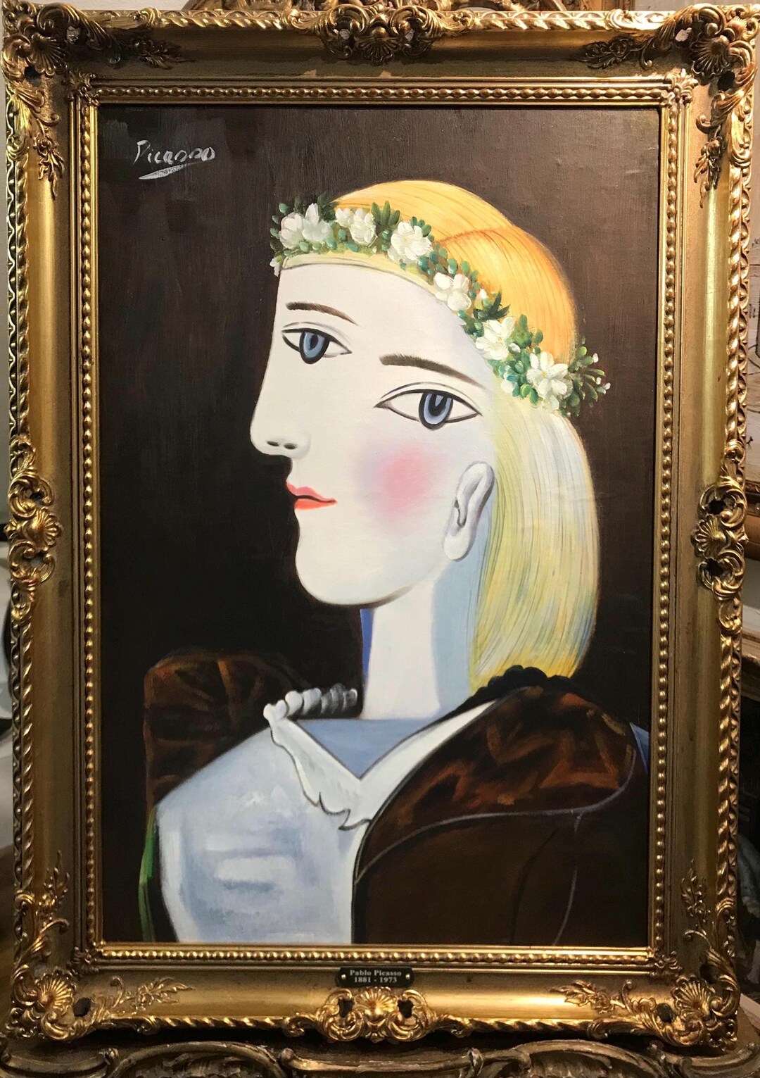 Old Master PICASSO OIL Painting 20th Century Gold Gilt Frame - Etsy