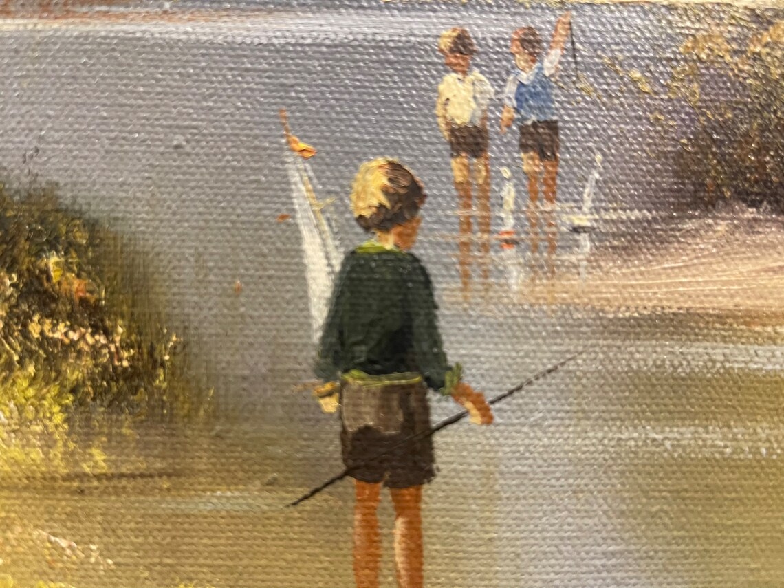 Original Oil Painting Signed LES PARSONS Country Cottage in Gold FRAME ...