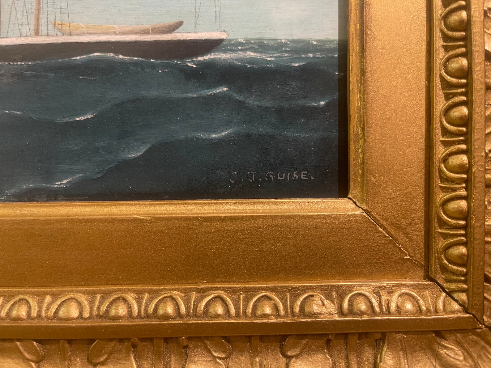 Original Oil Painting Ship at Sea Chris J Guise 19th Century in ...