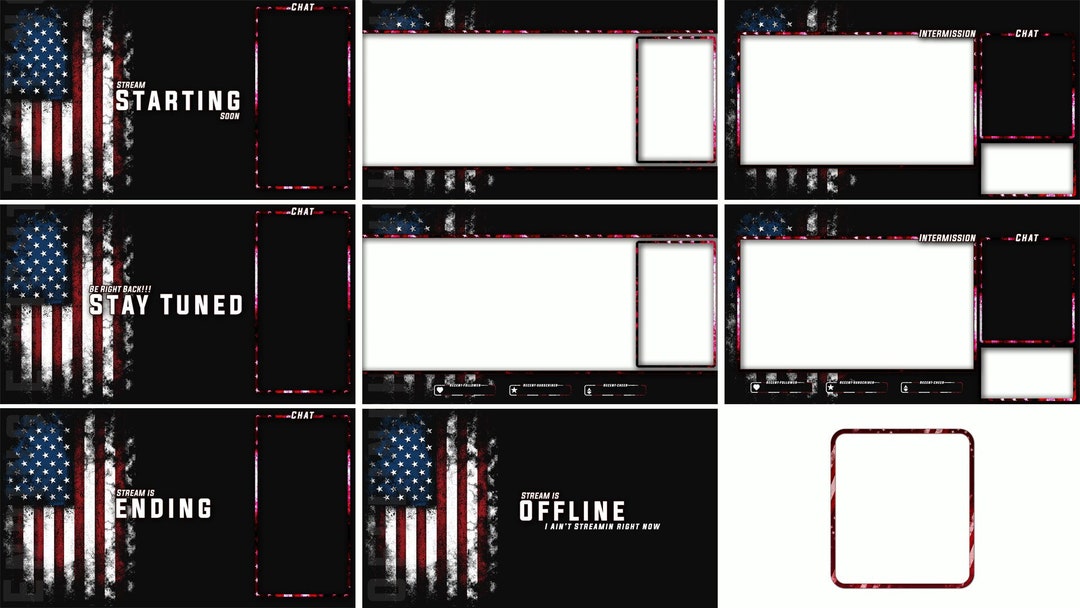 Patriotic American Flag Twitch Overlay Set - Instant Download for ...