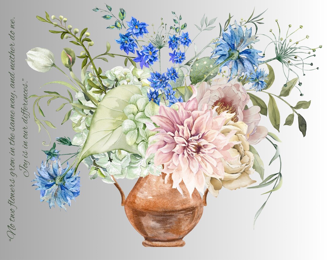 Inspirational Floral Vase Art Print: Uniqueness Quote (digital Download ...