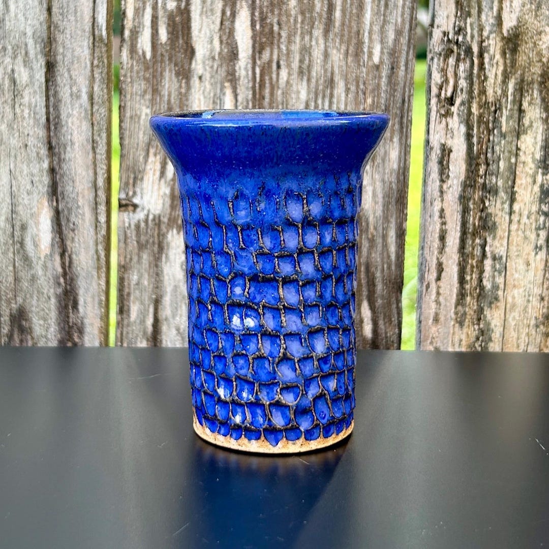 Handmade Ceramic Kiddush Cup, Blue Textured Shabbat Wine Goblet - Etsy