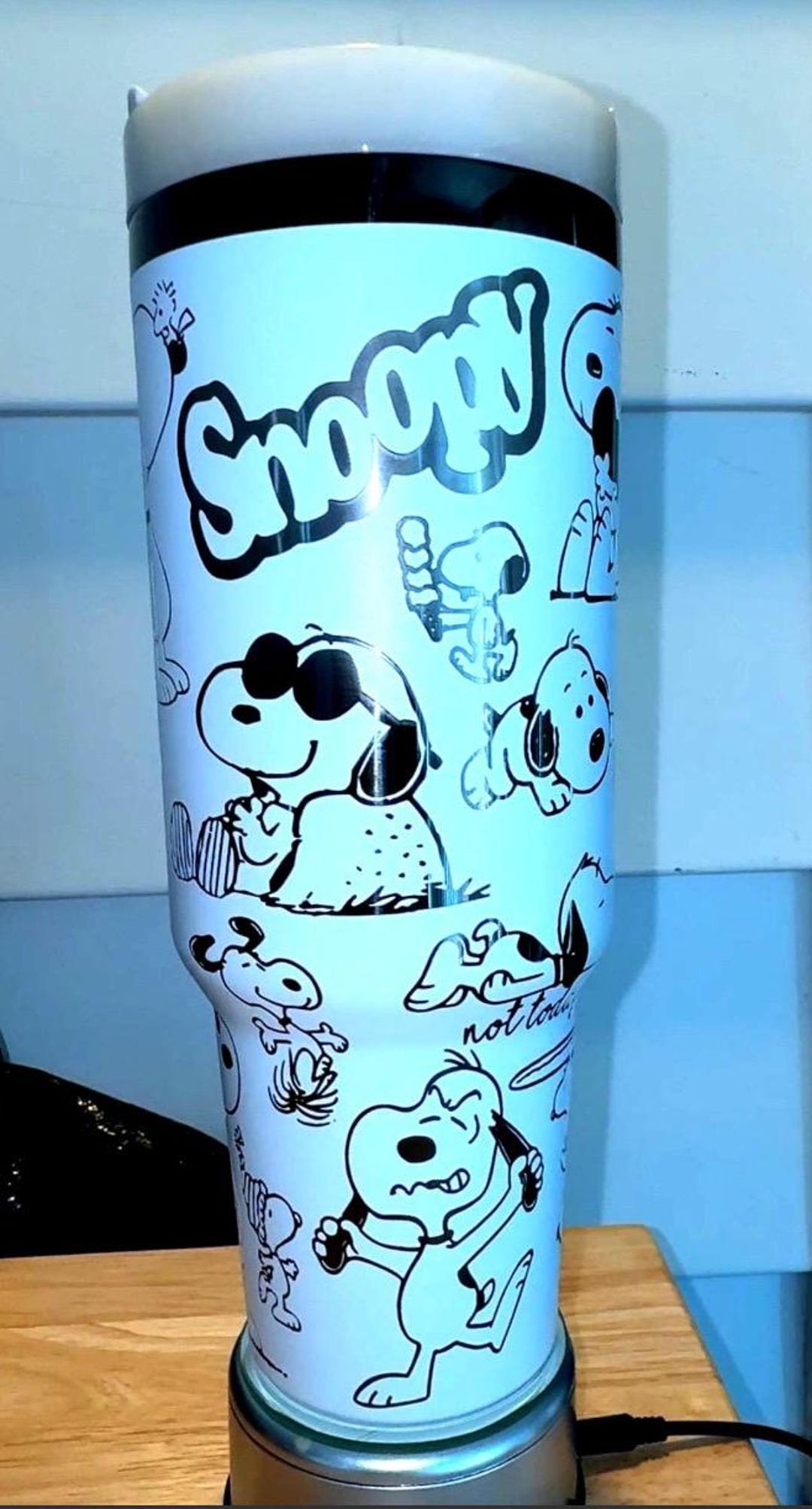 Snoopy Laser Engraved 40oz Tumbler With Handle & Straw - Etsy