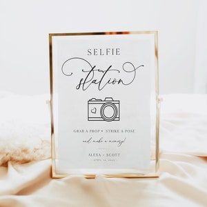 Selfie Station Sign Template, Printable Minimalist Wedding Photo Booth ...