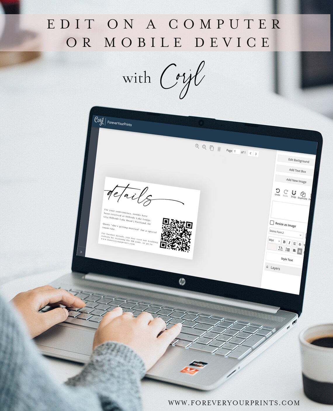 QR Code Details Card Template Editable Registry Card Online - Etsy