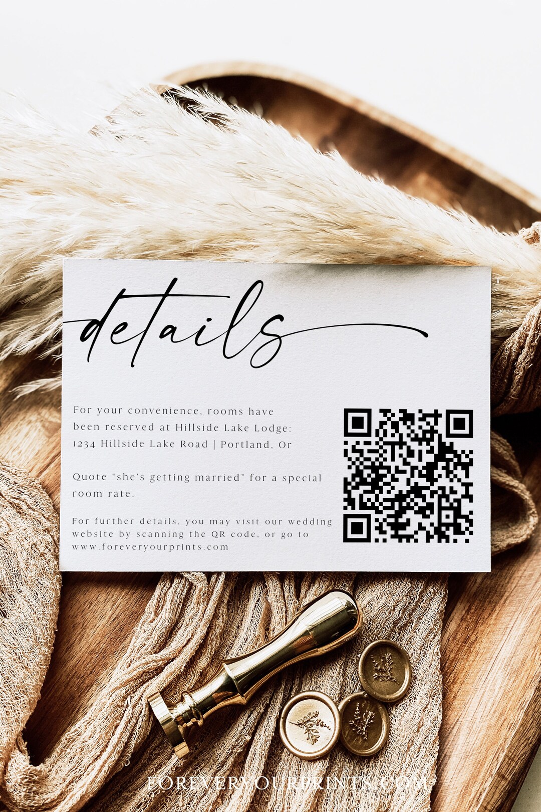 QR Code Details Card Template Editable Registry Card Online - Etsy