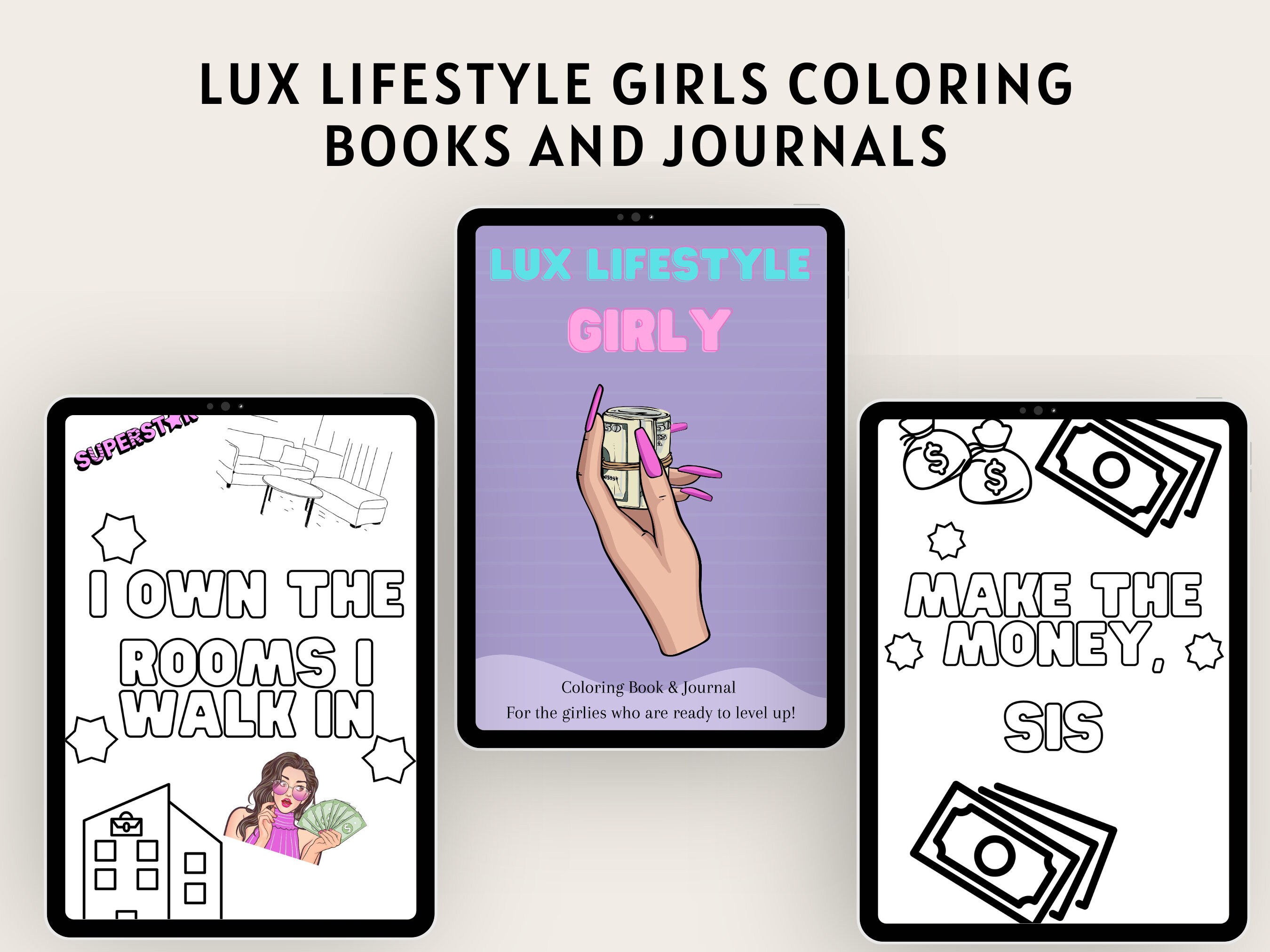 Lux Lifestyle Girly Coloring Book and Journal Social Media Motivation ...